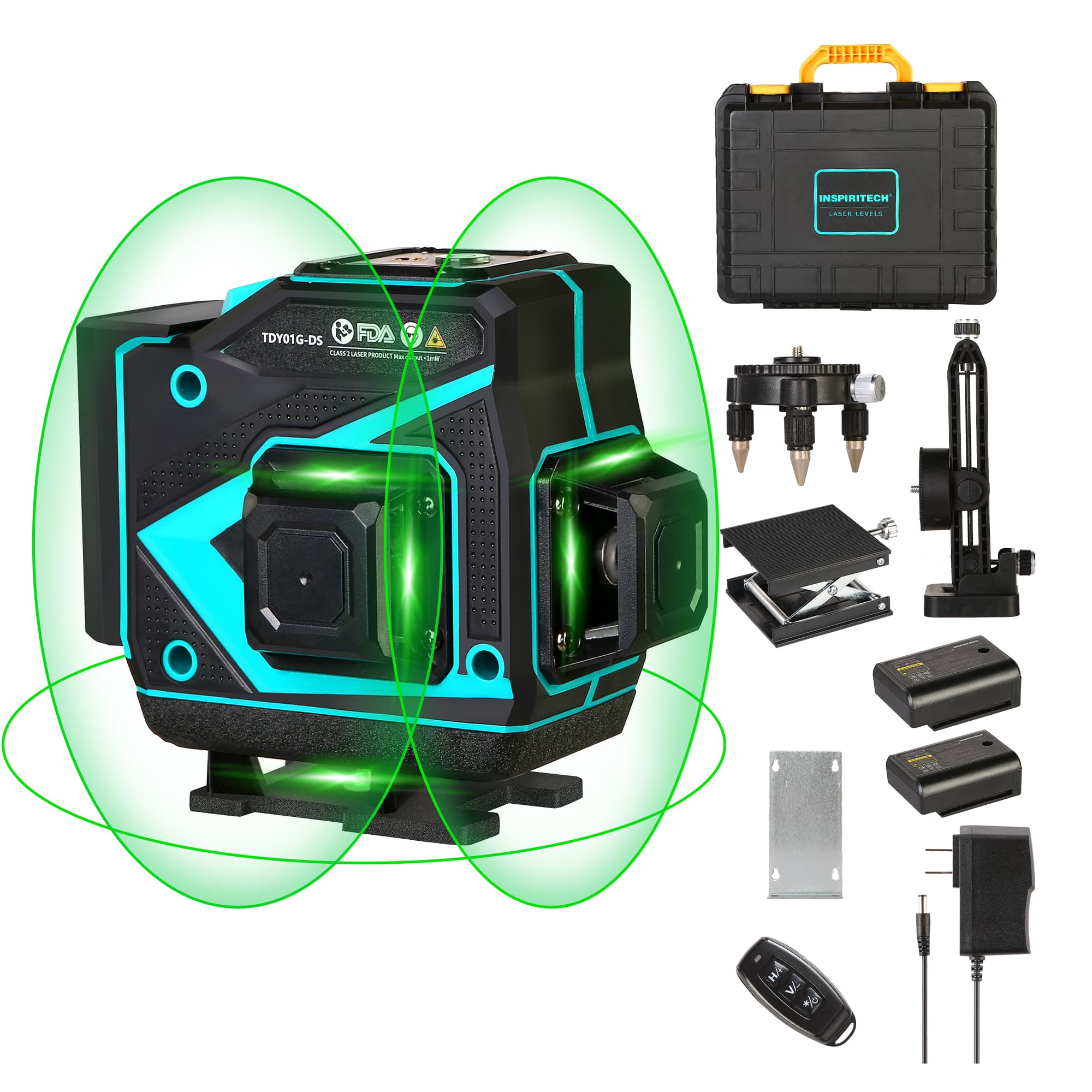 Inspiritech 3x360° Self-leveling Line Laser Level with Remote Control ...